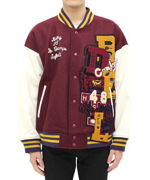 TRAVIS SCOTT woolen leather sleeve letter logo embroidery TRAVIS SCOTT woolen leather sleeve letter logo embroidery